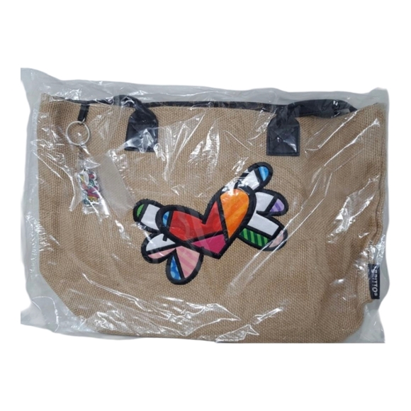 Romero Britto | Bags | Romero Britto Jute Flying Heart Tote Bag | Poshmark
